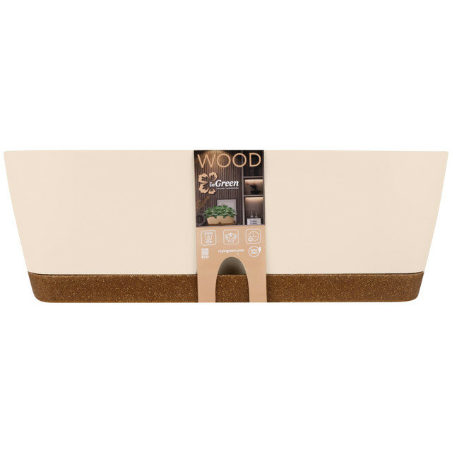 Ящик балконный INGREEN WOOD 40см пластик сливочный/бук