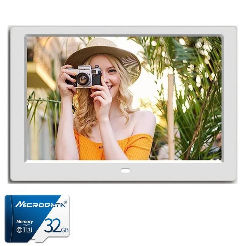FUJIARY 10-дюймовая цифровая фоторамка с IPS экраном Европейская вилка (EU Plug), white with 32gb