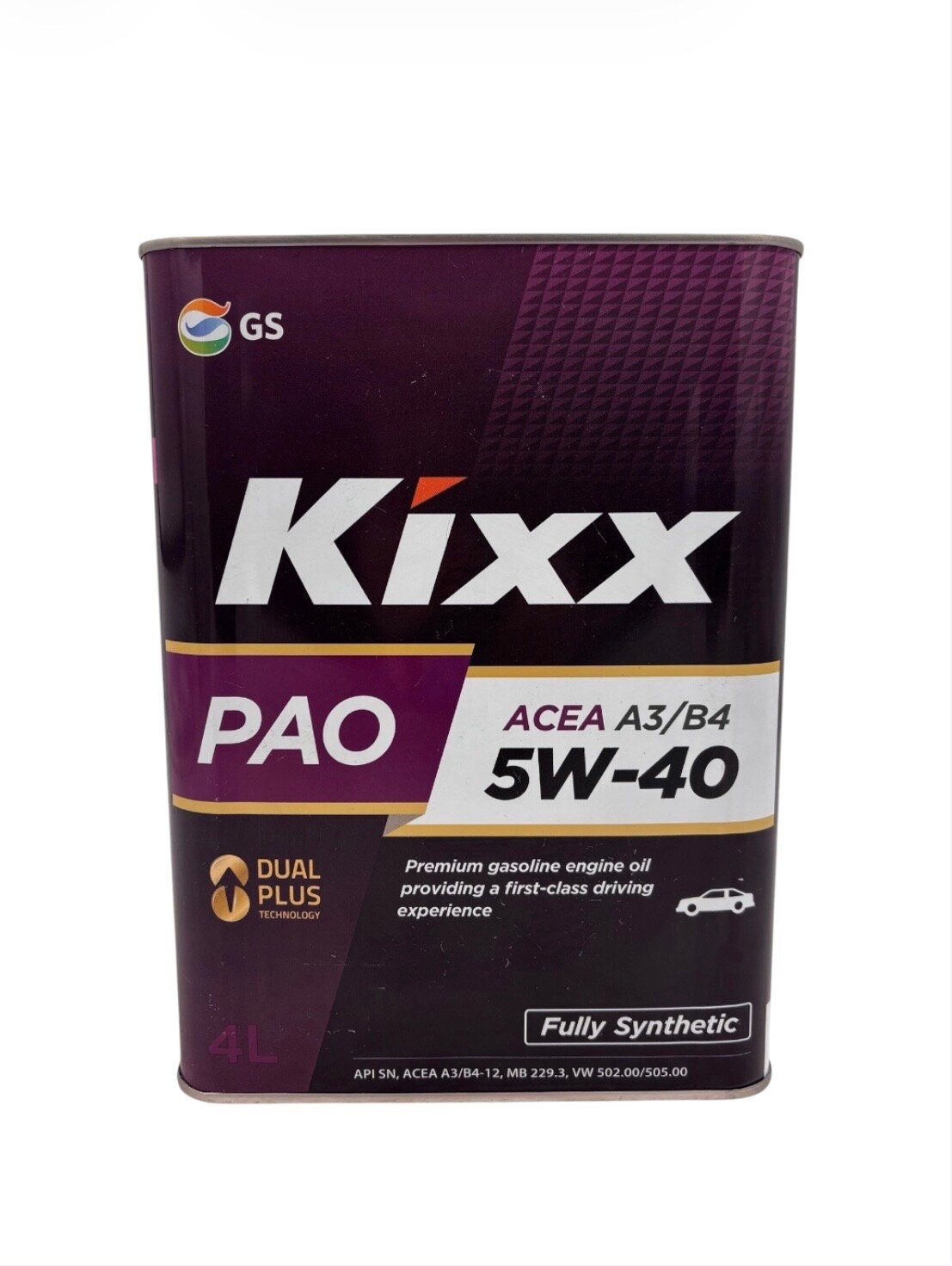 Моторное масло Kixx PAO 5w-40 (SN, A3/B4), синтетическое, 4 литра