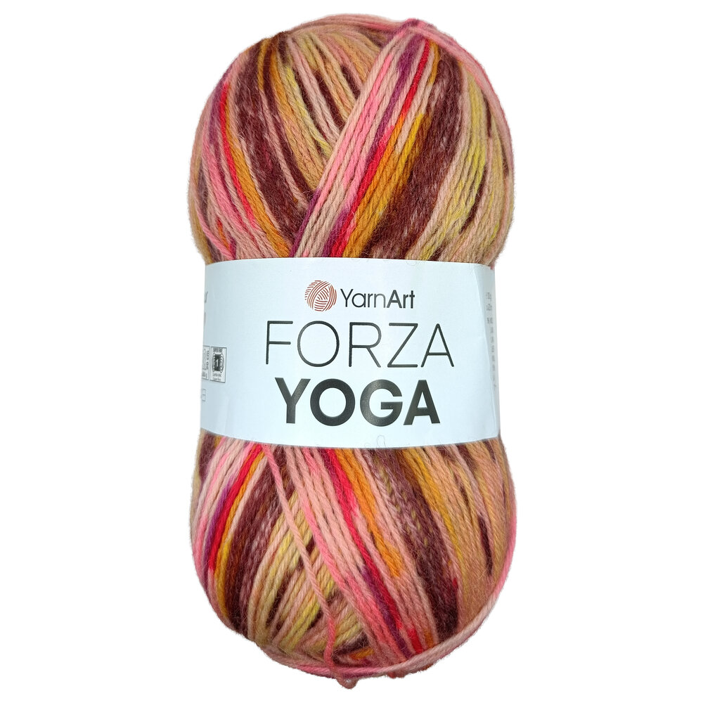 Пряжа для вязания YarnArt Forza Yoga 2501 желтый оранжевый малиновый 100 гр/420 м 75% шерсть, 25% полиамид