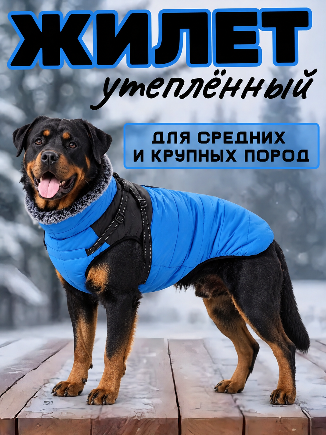 Одежда для собак крупных пород утепленная на молнии со шлейкой, 2XL