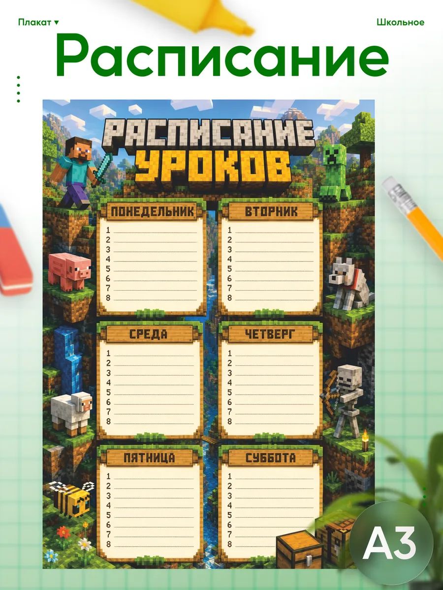 Расписание уроков Minecraft