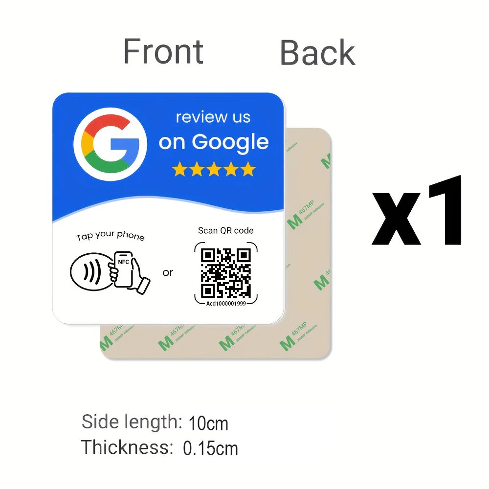 Стикер Google Review NFC, 10x10 см, белый