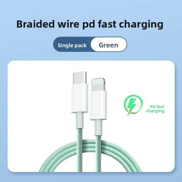 Кабель для зарядки lightning совместимый с pd 20w с быстрым передачей данных и высоким скоростью зеленый pd 30w 2м