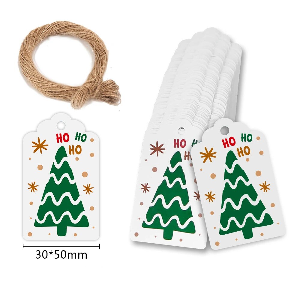 Рождественские бирки из крафт-бумаги Белый, A09-50pcs-3x5cm