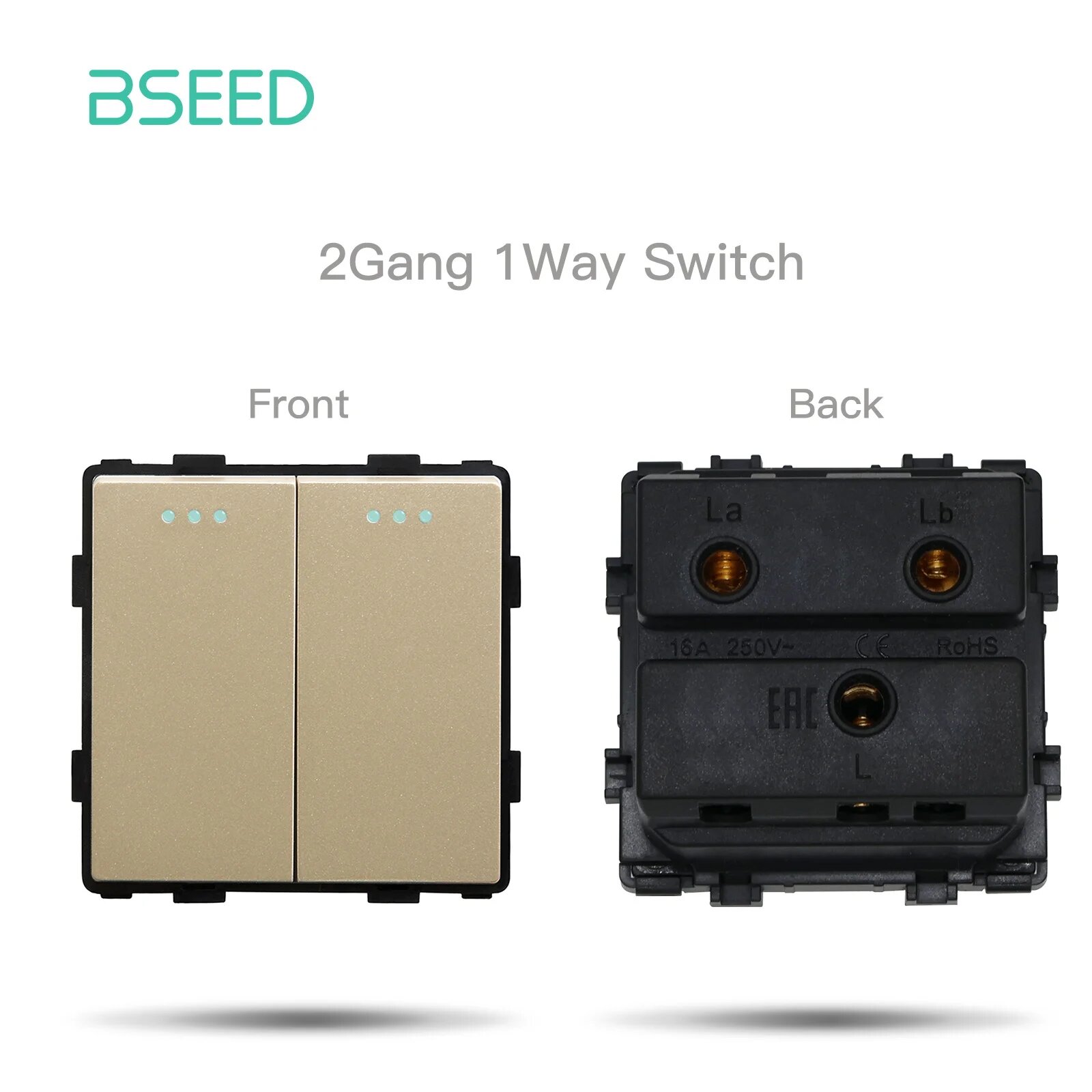 BSEED 2Gang 1Way выключатель настенный бежевый