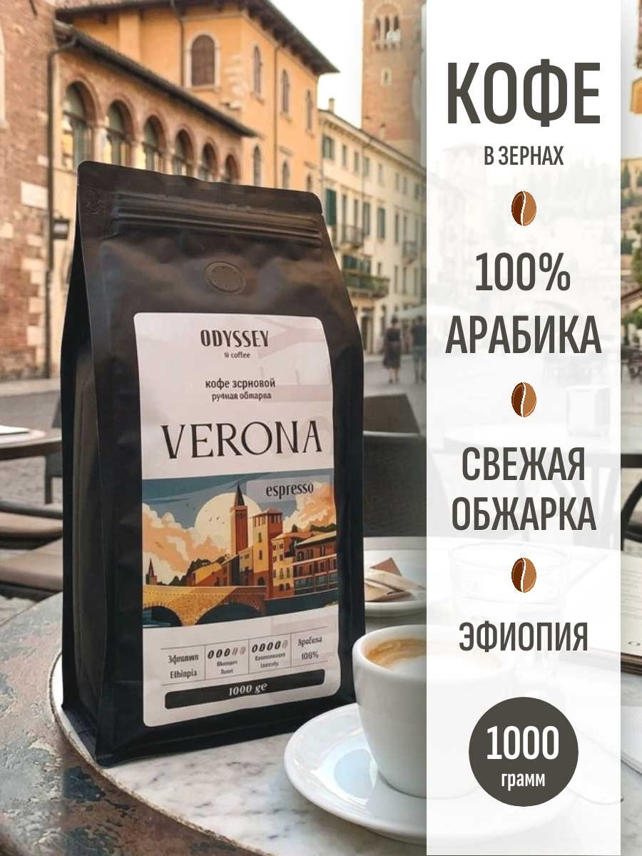 Кофе в зернах ODYSSEY Верона 100% Арабика Эфиопия Сидамо 1 кг