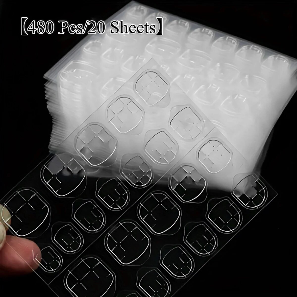 Двусторонние водостойкие наклейки для ногтей (10-200 шт.) White (20 sheets)