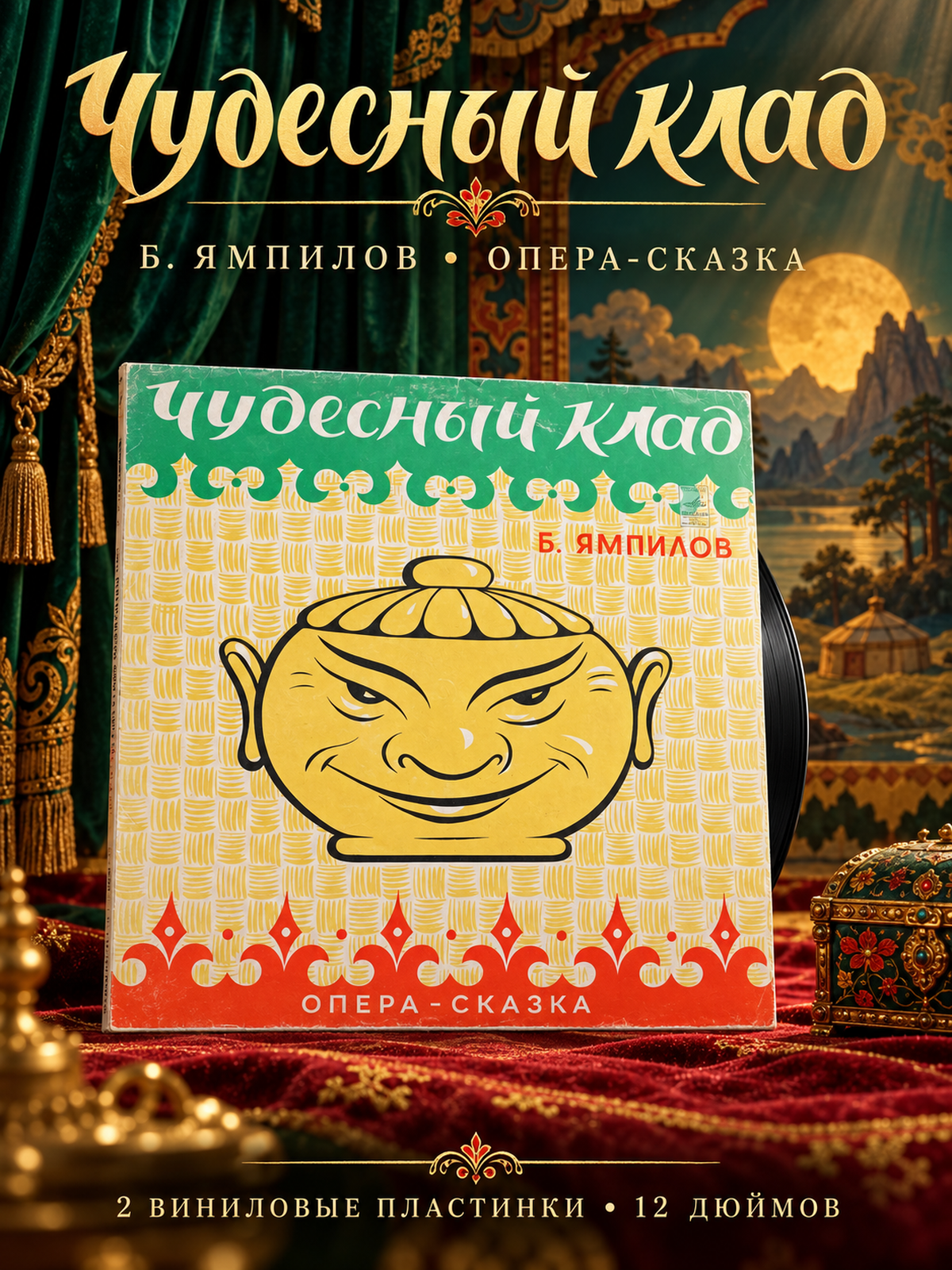 2 LP Чудесный клад - Ямпилов. Опера - сказка. Наталия Сац. Виниловая пластинка 12 дюймов. Мелодия СССР.