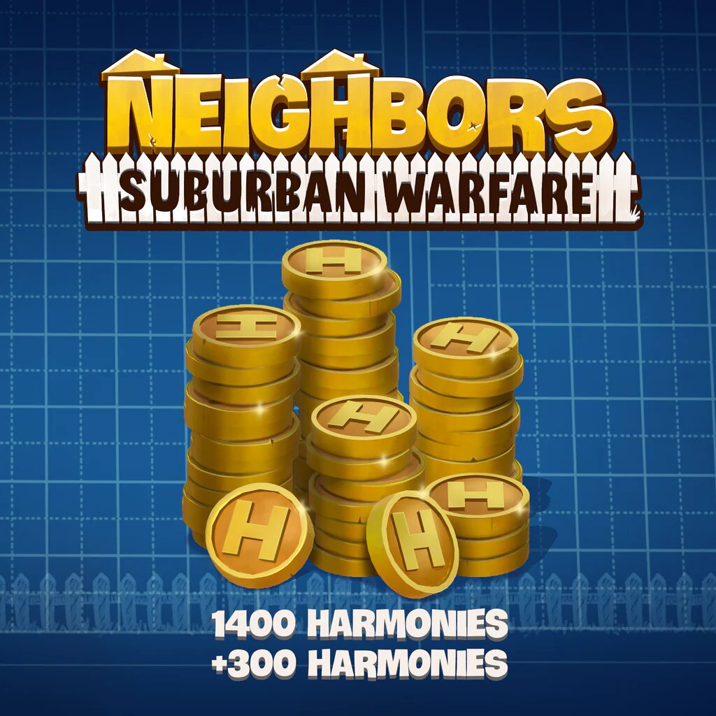 Дополнение 1700 Harmonies - Neighbors: Suburban Warfare, цифровое издание PlayStation 5, регион Индонезия / код пополнения баланса