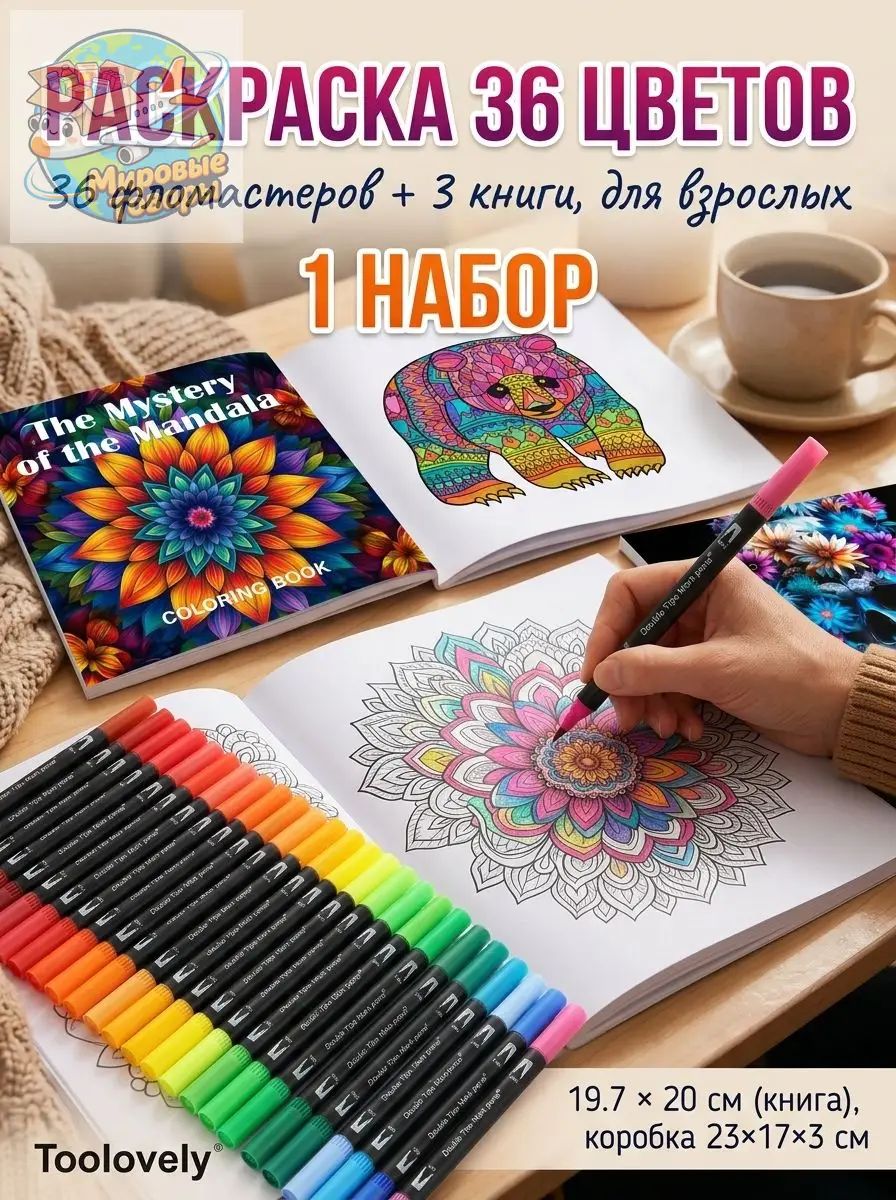 Ручки цветные, линеры для рисования, набор 36 цветов