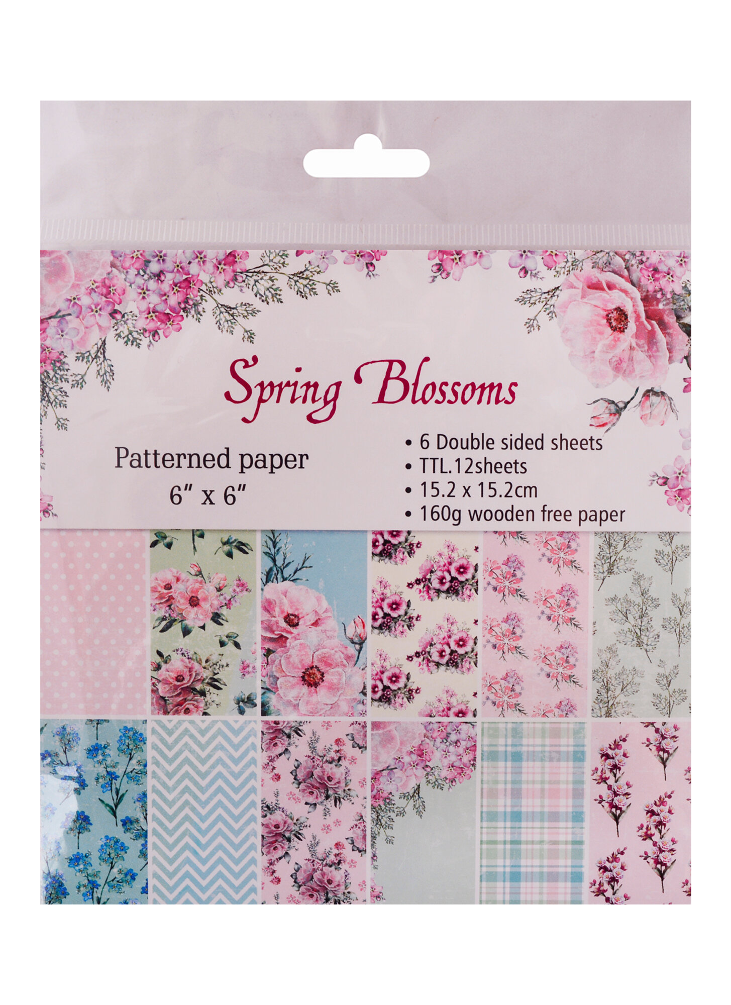 Бумага для скрапбукинга «Spring Blossom», 12 листов, 15,2х15,2 см, двусторонняя, 12 дизайнов