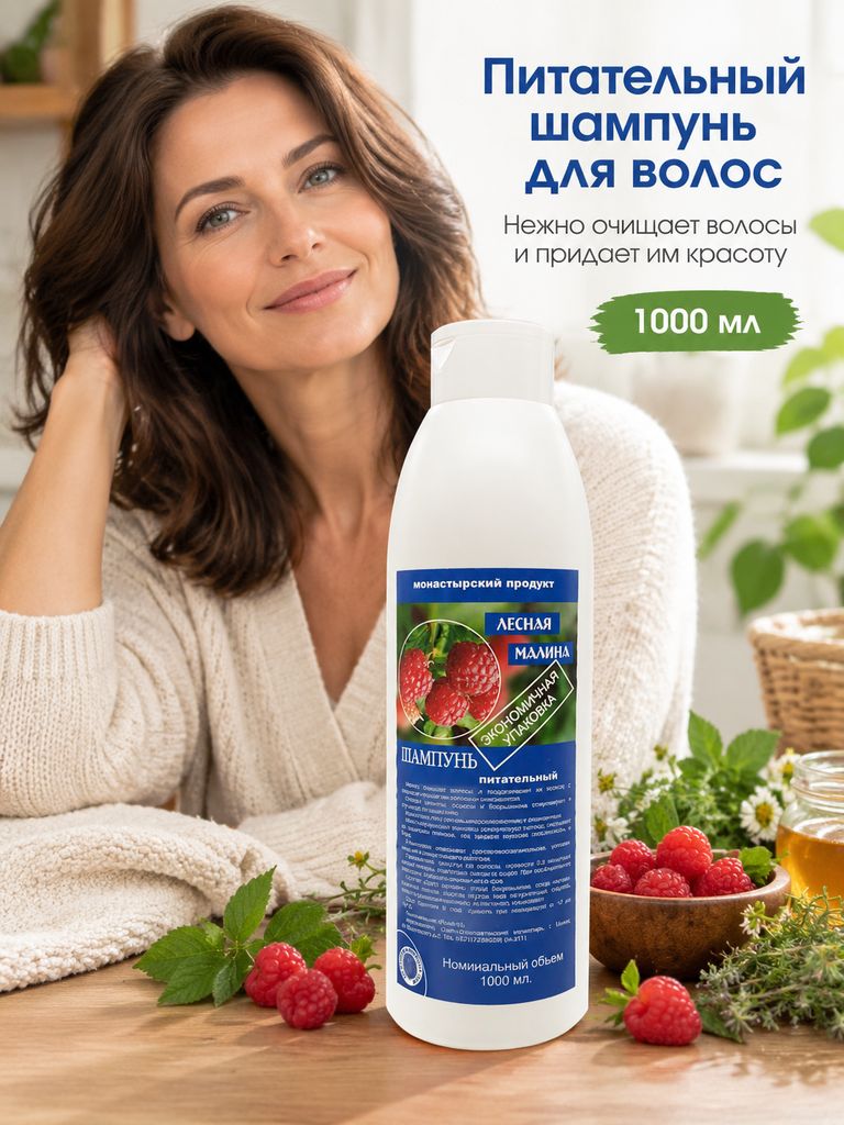 Шампунь Лесная малина питательный 1л.