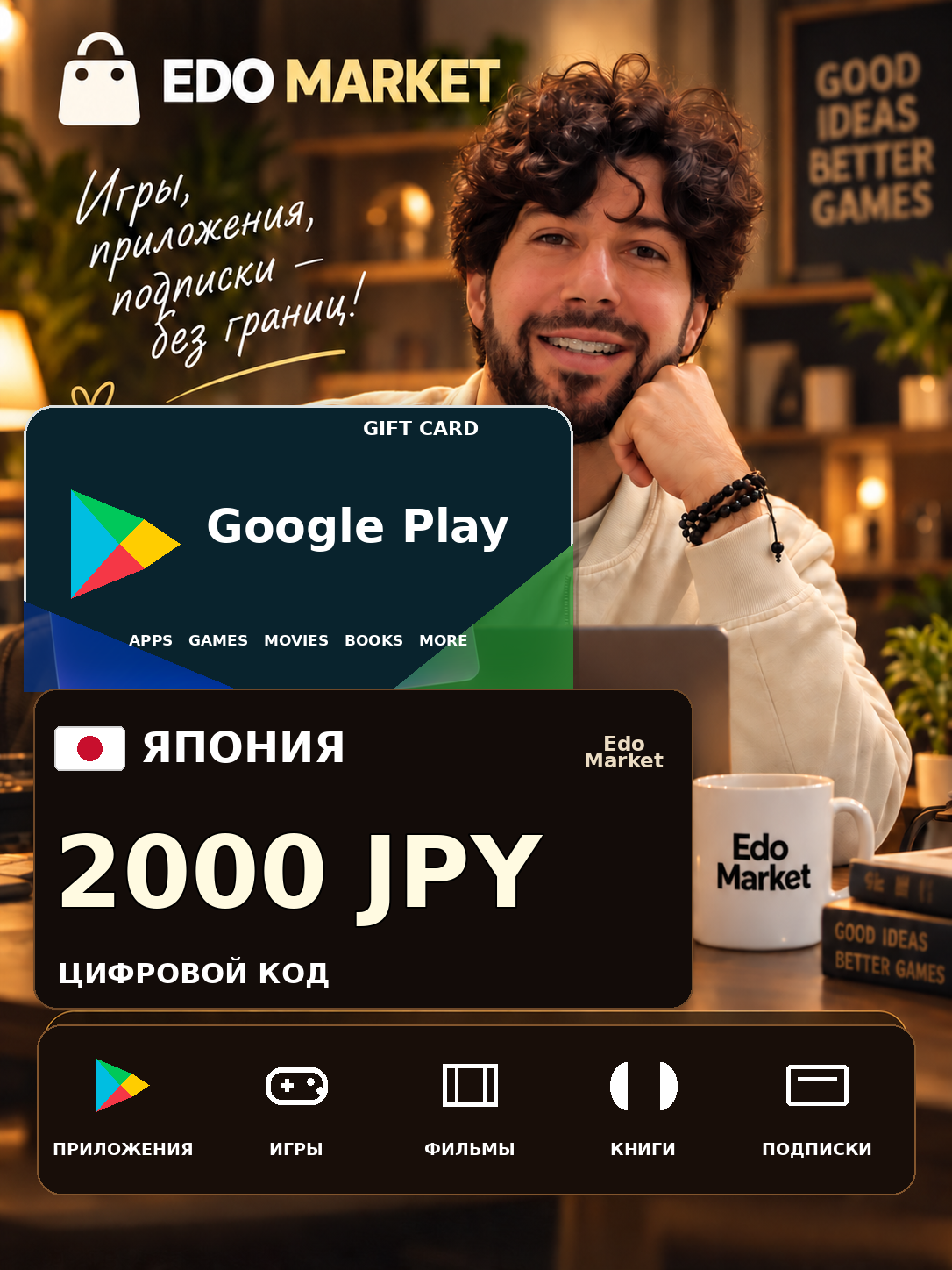 Подарочная карта Google Play Япония 2000 JPY — цифровой код