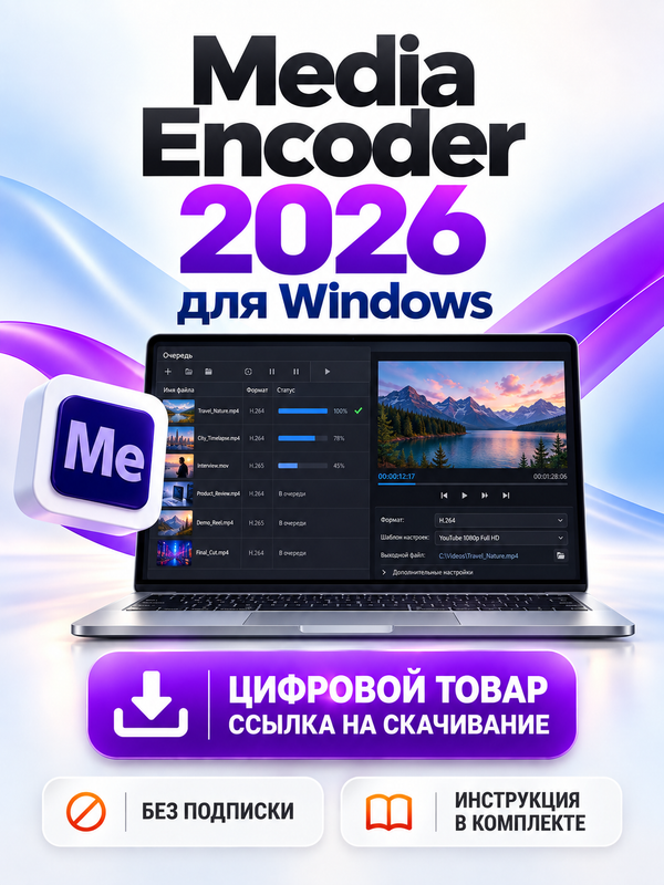 Adobe Media Encoder 2026 для Windows (не ключ, подробности в описании)