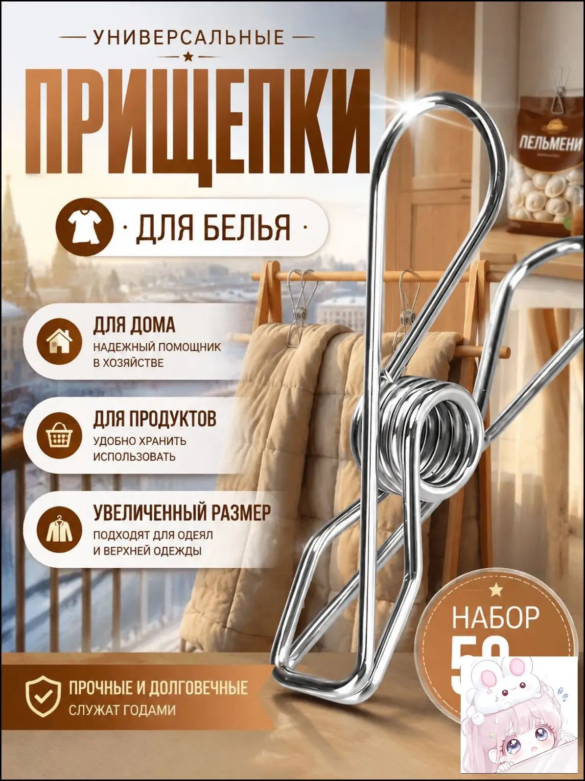 Прищепки для белья 50 шт.