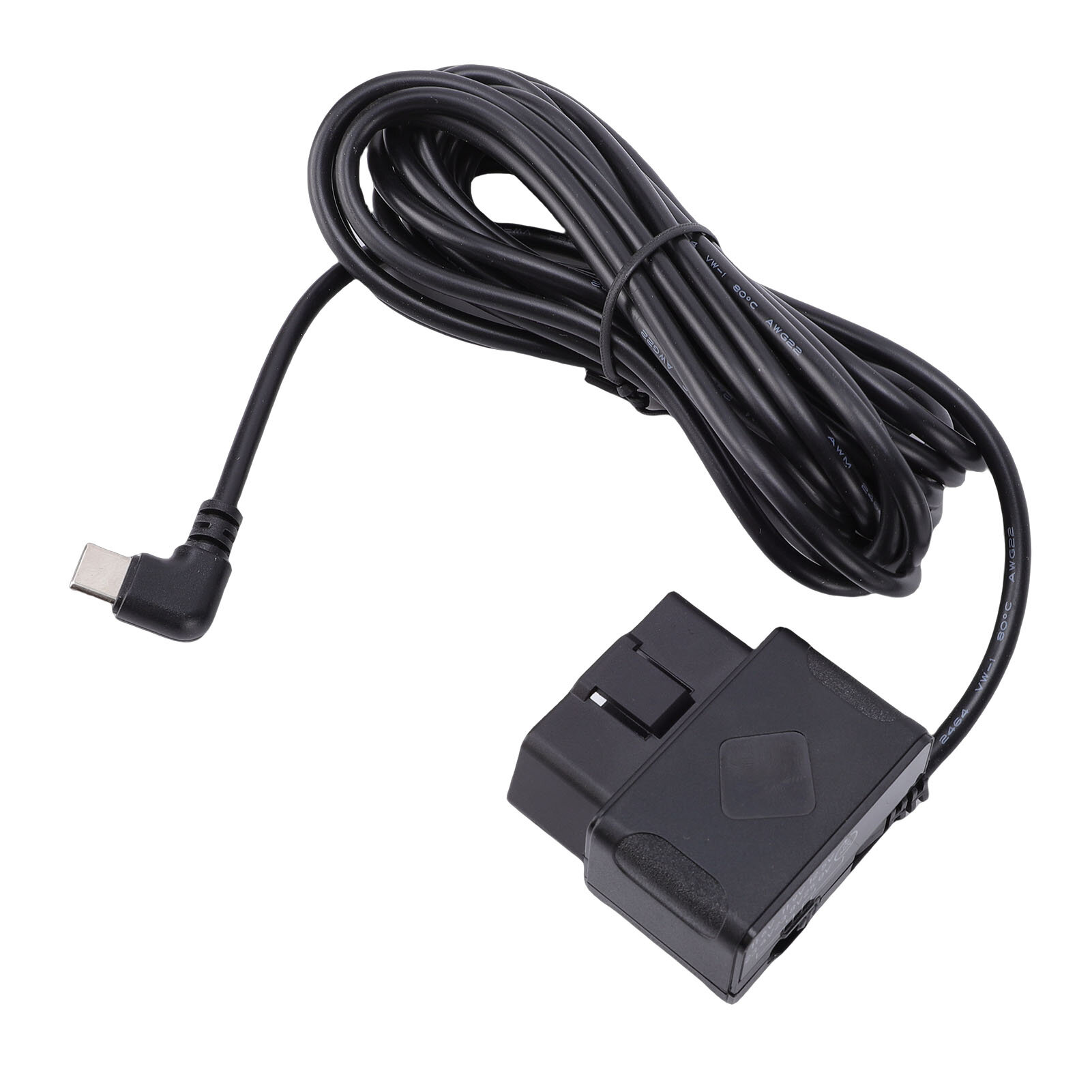 Комплект проводов для видеорегистратора Кабель питания OBD длиной 11,5 футов с адаптером USB типа C Цифровой дисплей Защита от низкого напряжения Круглосуточный режим парковки ACC для GPS