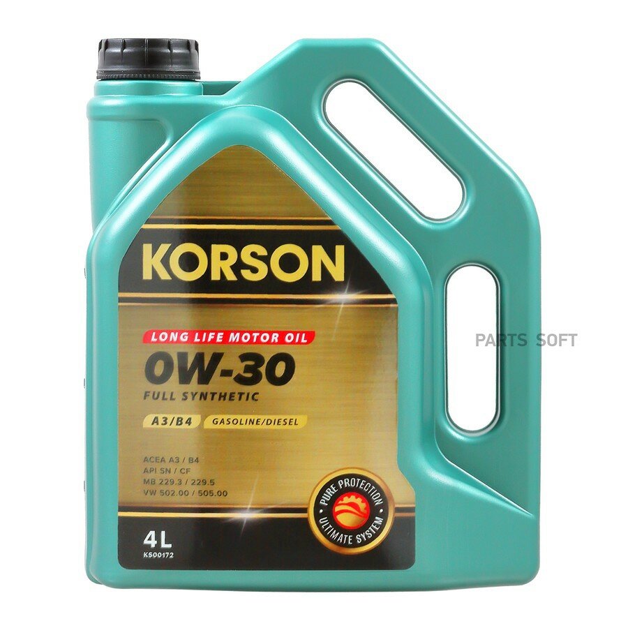 FULL SYNTHETIC 0W-30 A3B4 4Л от официального дистрибьютора, KORSON, артикул KS00172