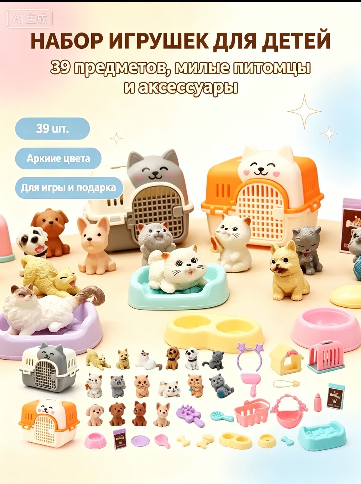 Игровой домик для питомцев, набор для ролевых игр с реалистичными животными, развивающая игрушка