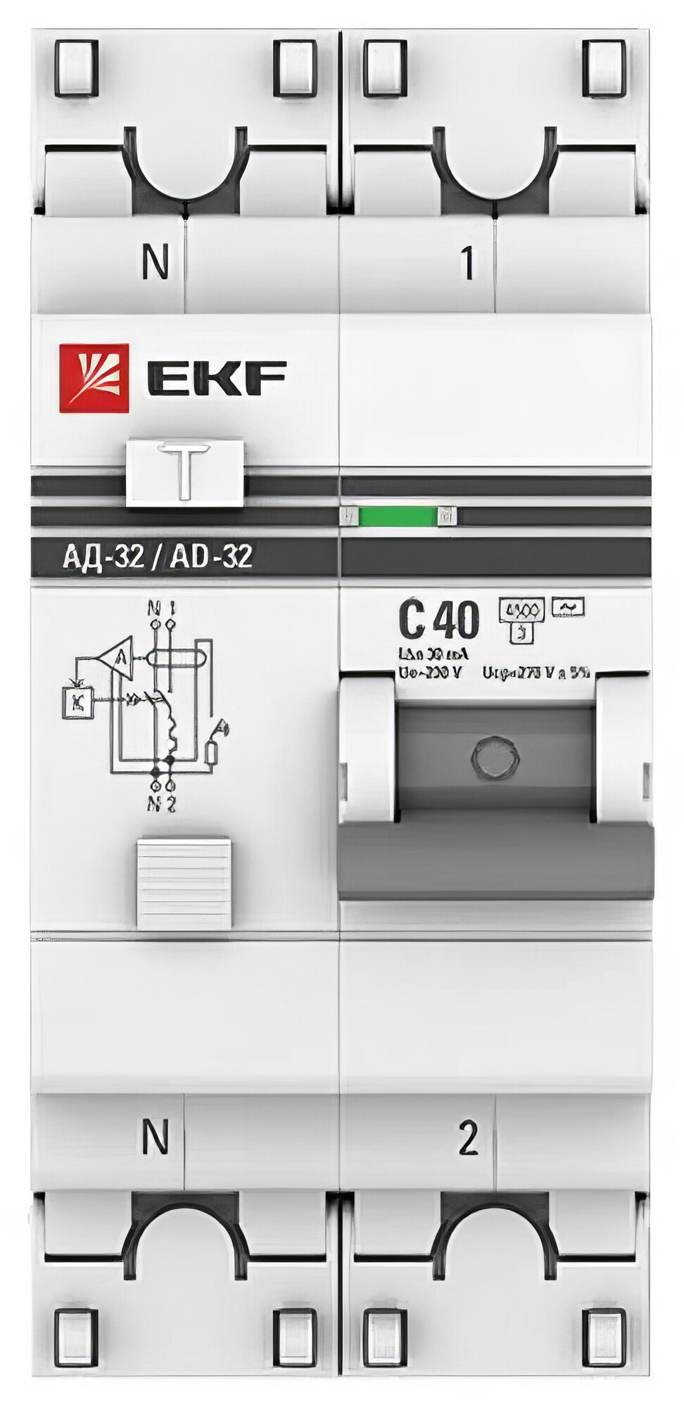 Автомат дифференциальный EKF PROxima АВДТ-63N 40А 1P+N тип AC 30 мА 6 кА (D63N26E40C30)