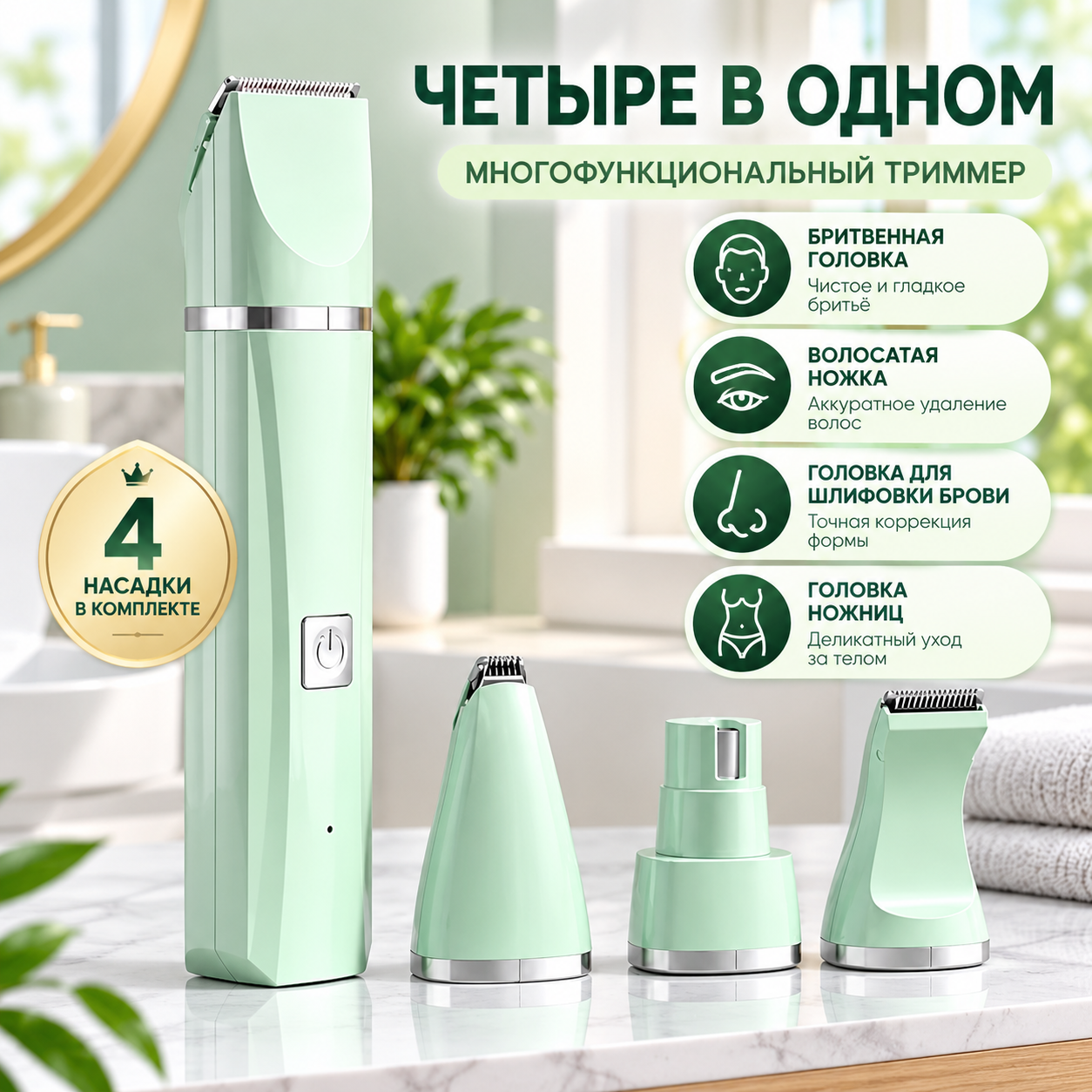 Триммер для стрижки кошек и собак 4 в 1, машинка для лап, ушей, когтей, тихая, 4 насадки, USB-C, 50 мин
