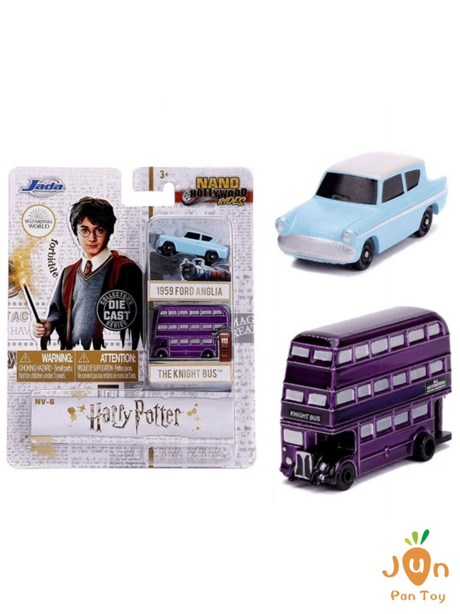 Jada Toys Nano Hollywood Rides Harry Potter / Гарри Поттер металлические машинки Ford Anglia и Knight Bus, мини модели автомобилей, коллекционный набор для игры и коллекции