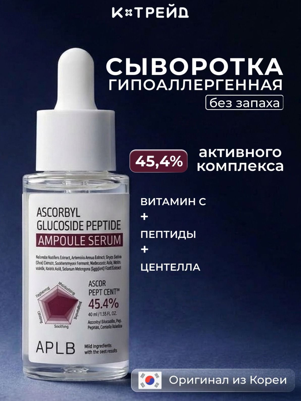APLB Антивозрастная осветляющая кожу сыворотка с витамином С и пептидами
