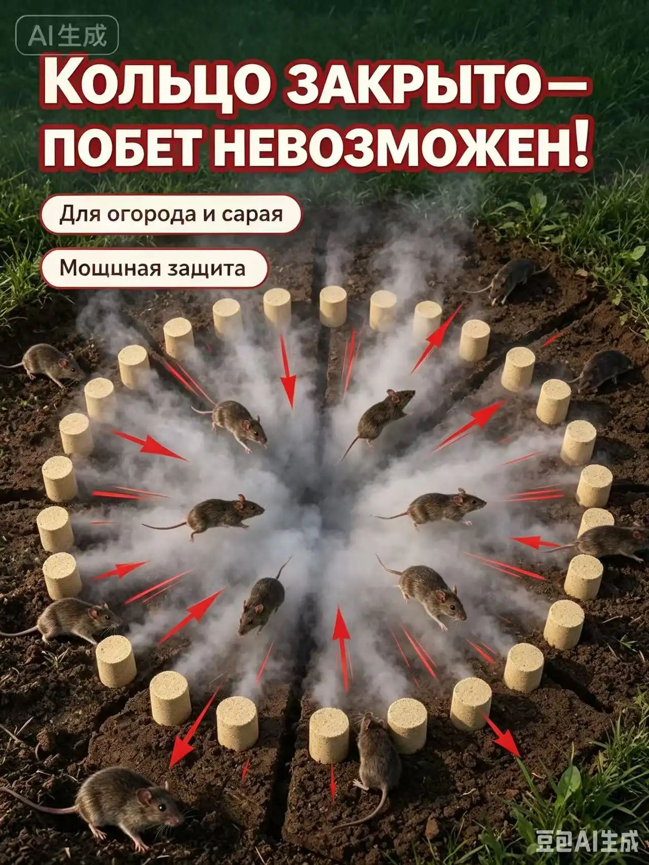 Дымовой препарат комплект 10 шт против кротов и мышей, надежная защита дачного участка