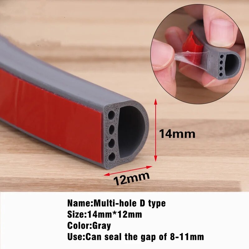 Силиконовая уплотнительная лента D-типа 14x12mm, серый