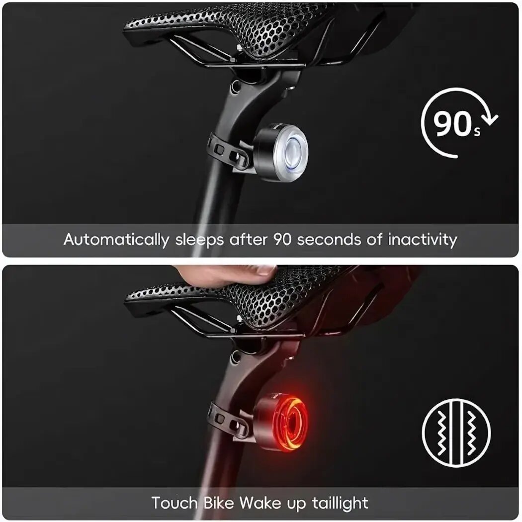 Фонарь велосипедный задний West Biking YP0701437, аккумулятор 400 mAh, водонепроницаемый