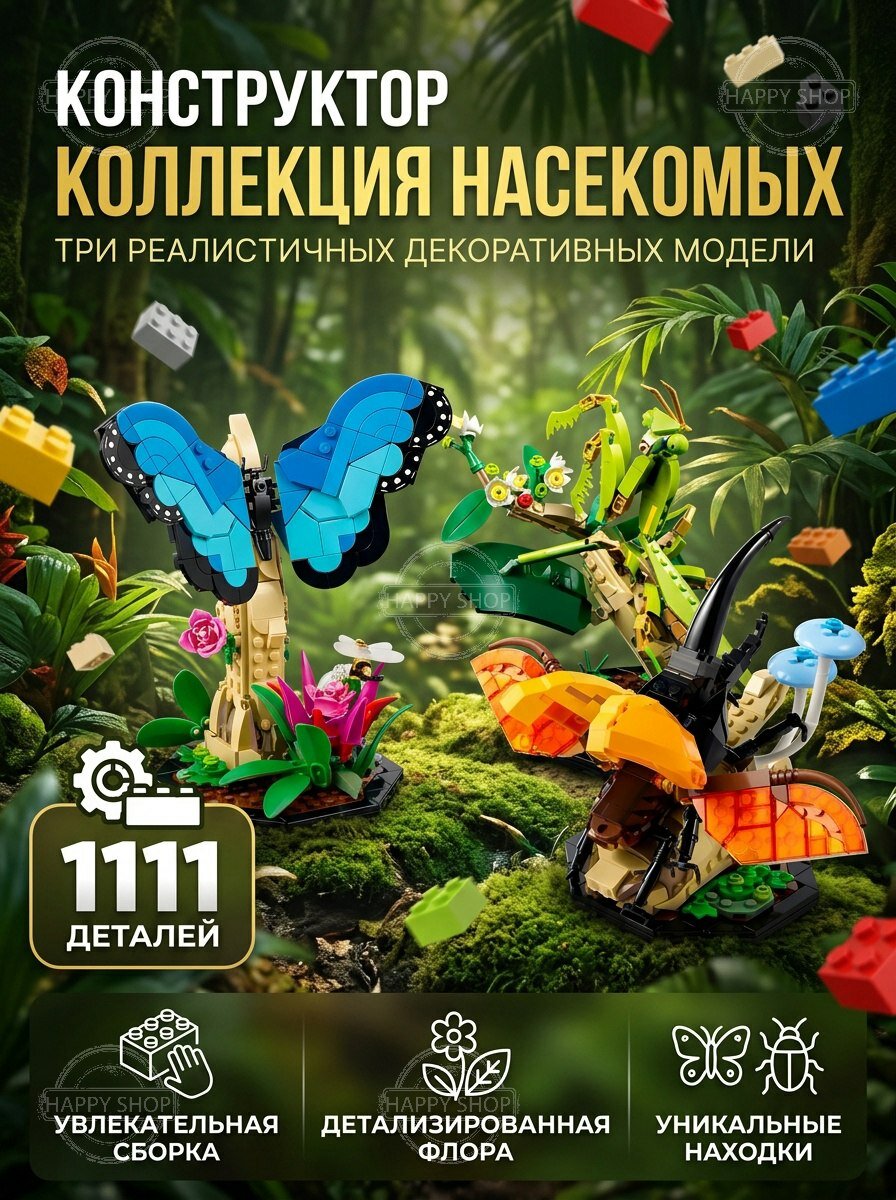 Интерьерный конструктор Коллекция насекомых, 1111 деталей