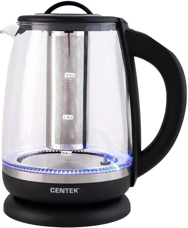 Чайник электрический CENTEK CT-0017, 2л, стекло/металл/пластик