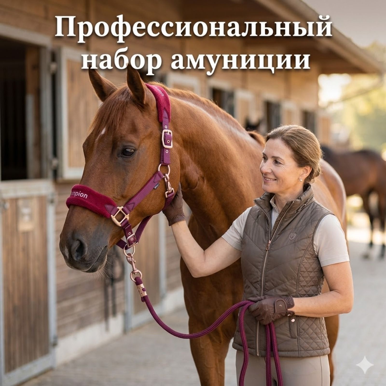 Регулируемый недоуздок для лошади с флисовой подкладкой и чомбуром 2 метра, комплект амуниции