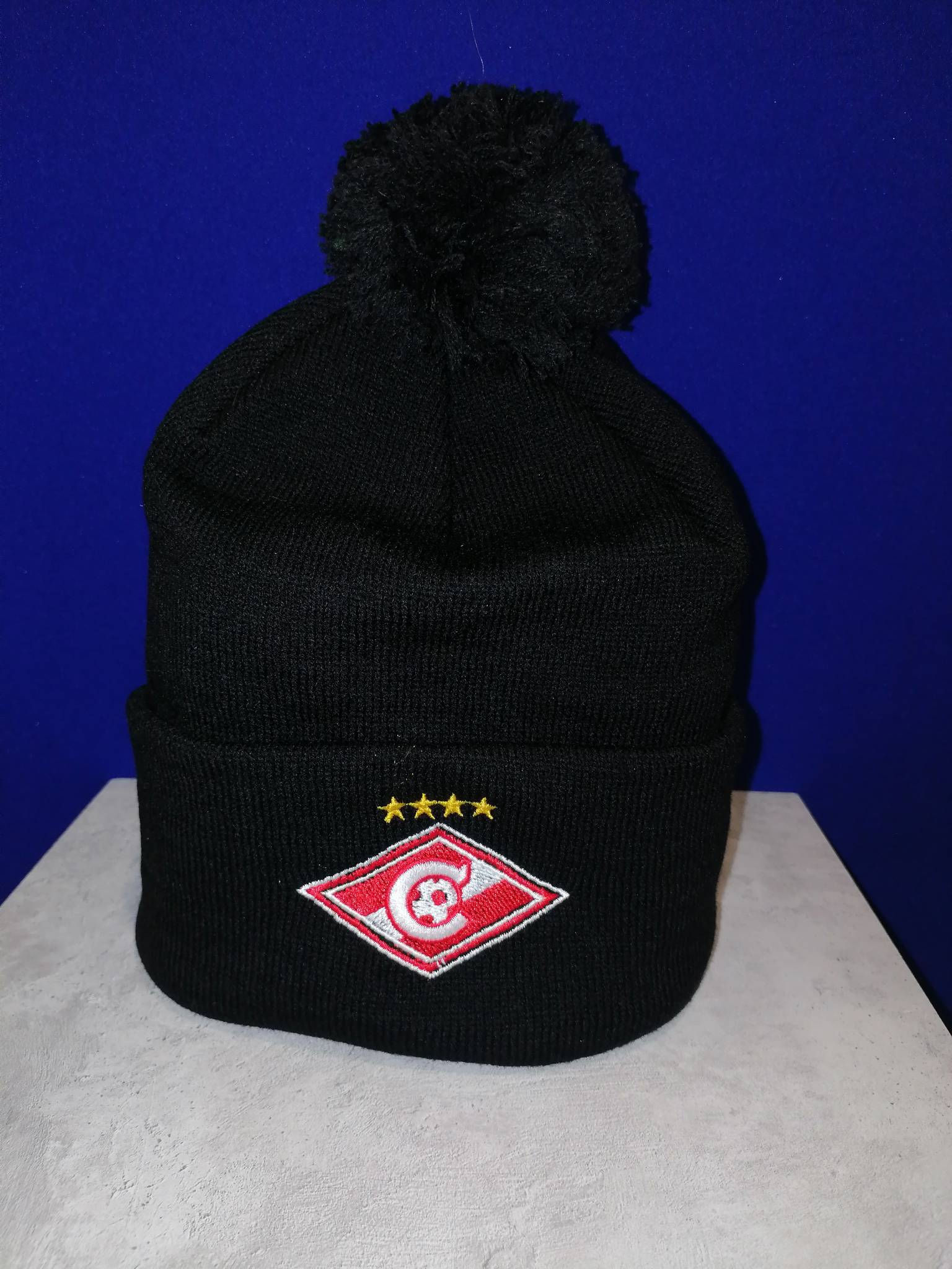 SPARTAK футбол шапка с помпоном зимняя фк футбольного клуба Москва чёрная