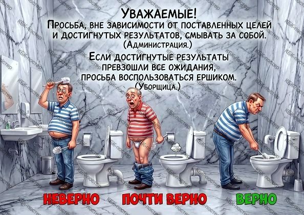"Правила использования туалетного ёршика" 21х30 см. Постер для туалета А4_005.