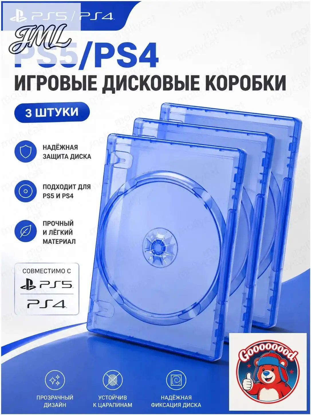 Кейс бокс для дисков PS4 и PS5 / Коробка для хранения дисков
