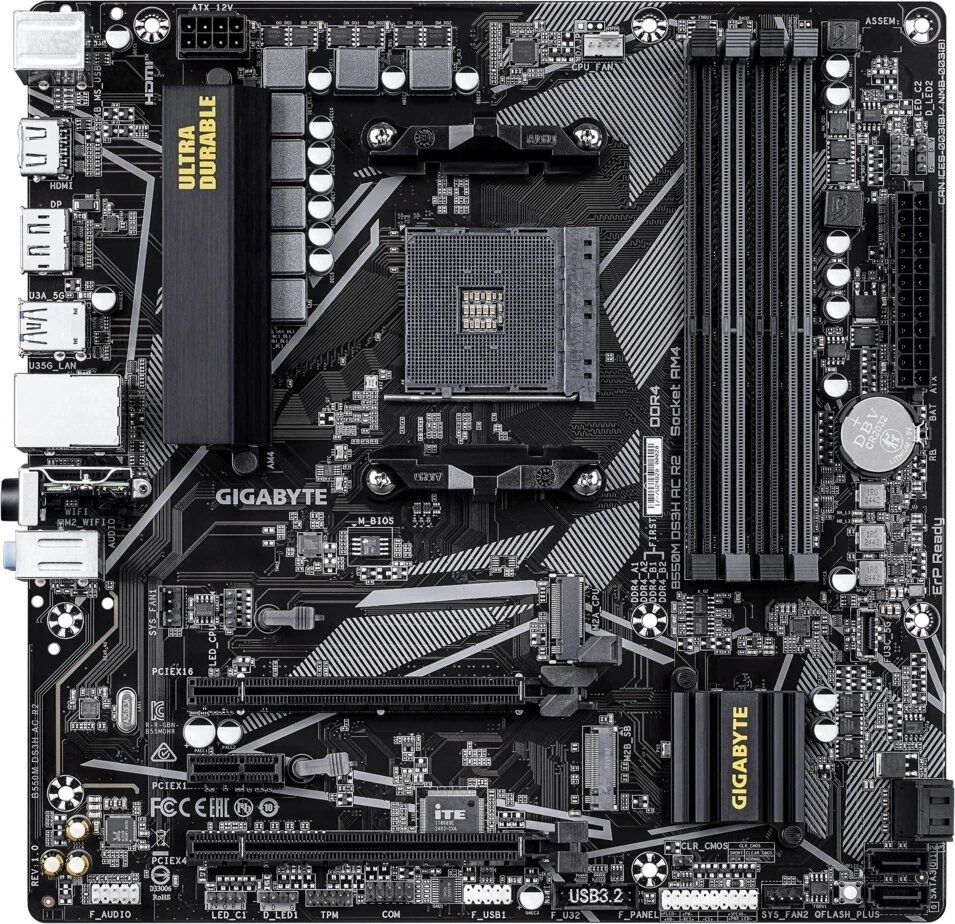 Материнская плата Gigabyte B550M DS3H AC R2 (AM4, Micro-ATX)