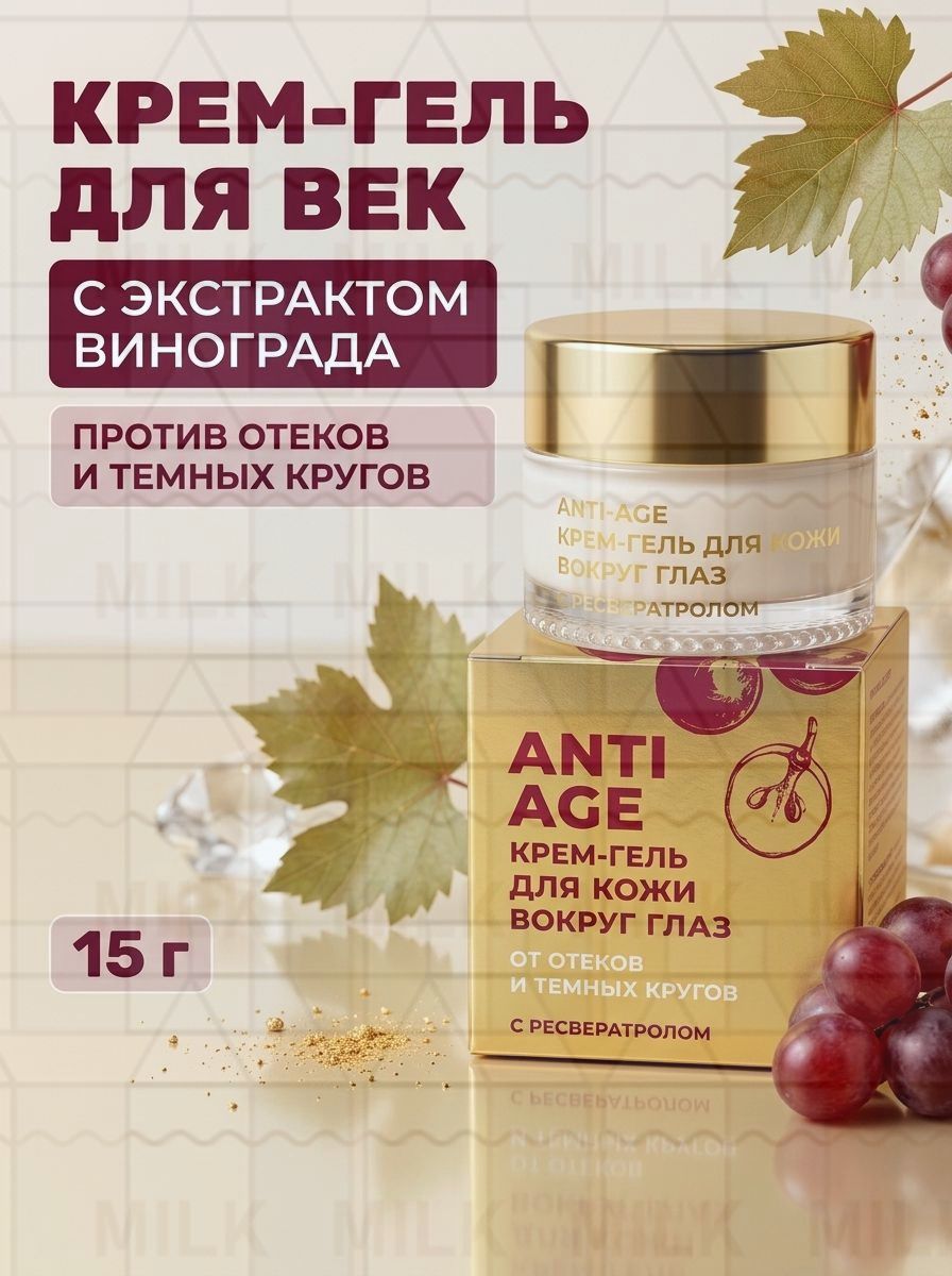Крем-гель для кожи вокруг глаз против отеков виноградный Anti age 15 г