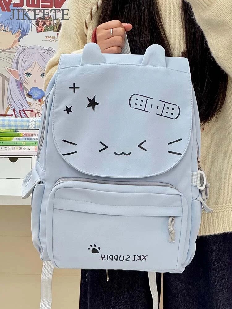 Рюкзак Kawaii Cat Ita в японском стиле с мультяшным рисунком, школьная сумка большой вместимости с прозрачным карманом, повседневный рюкзак для девочек-студенток
