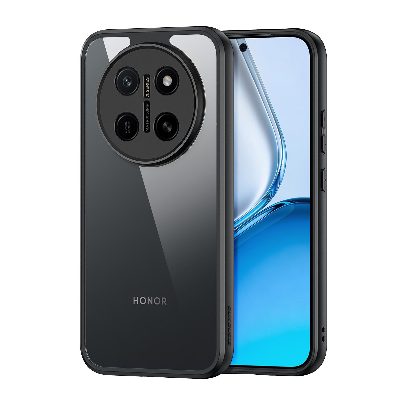Чехол прозрачный с черными рамками для смартфона Honor X80 Pro Max, серия Aimo Series от Dux Ducis