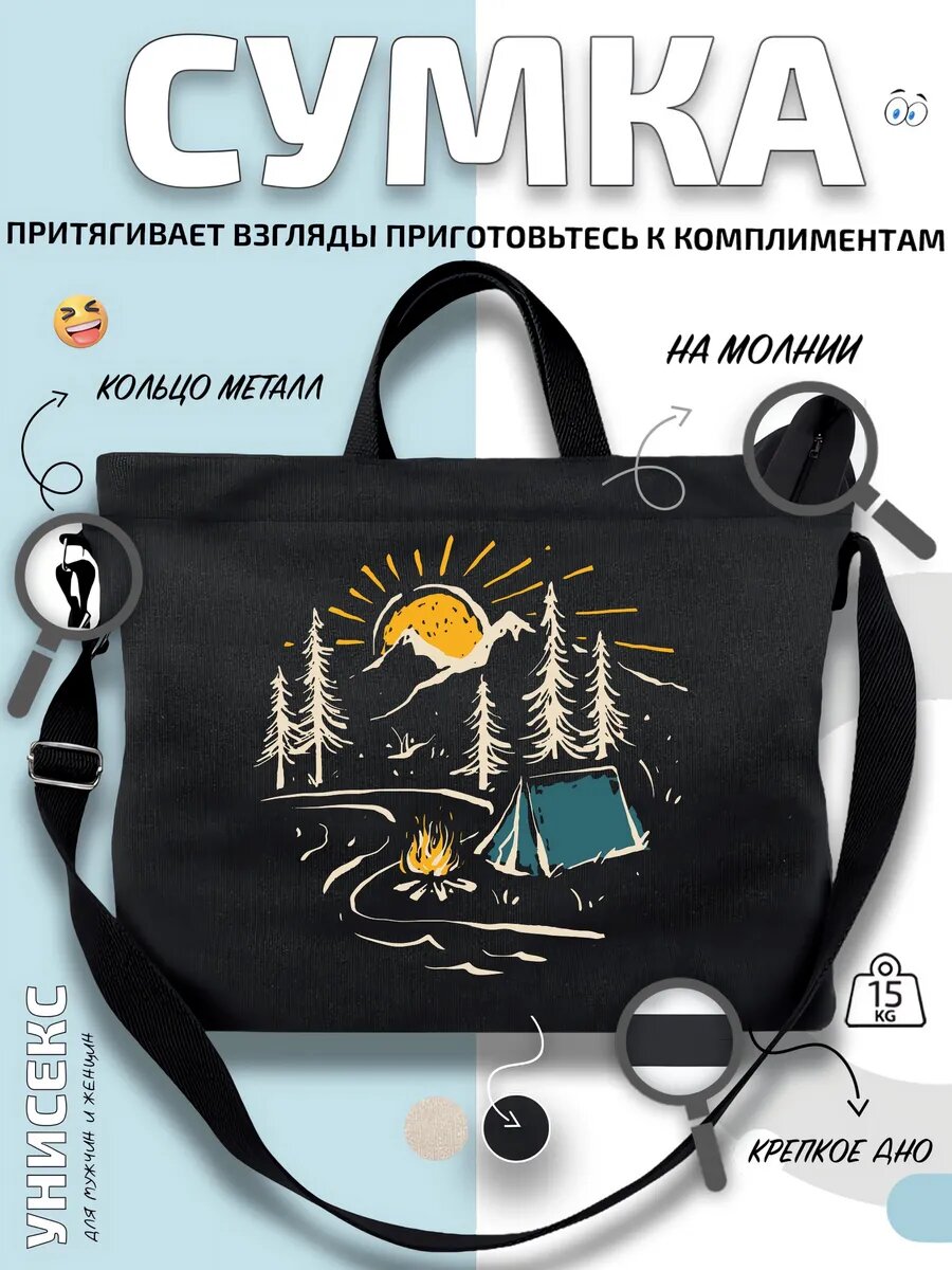 Сумка шоппер  Айдахо карта и горы с флагом