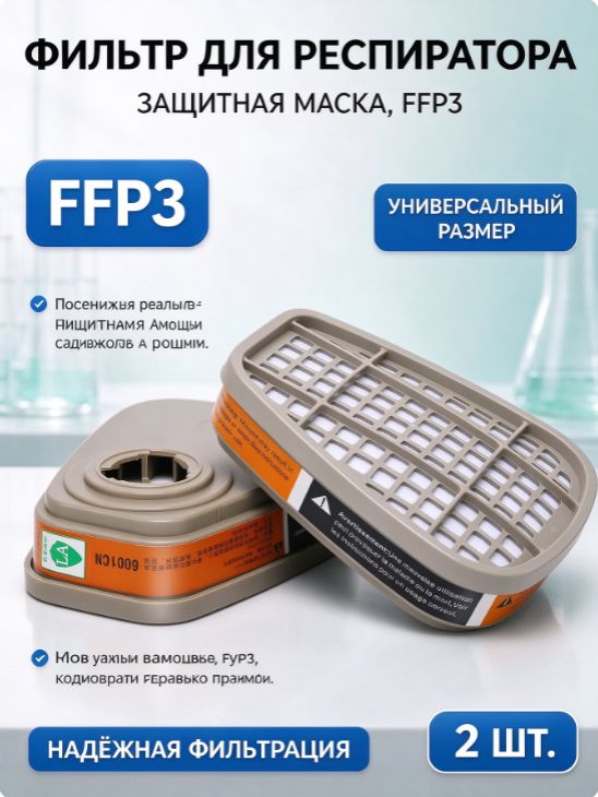 3M Фильтр для респиратора, маски, 2 шт.