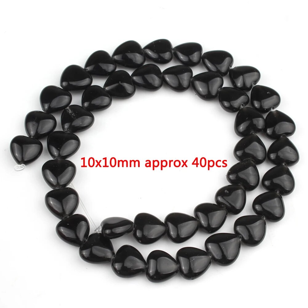 Черные агатовые бусины в форме сердца, 10x10 мм, 40 шт