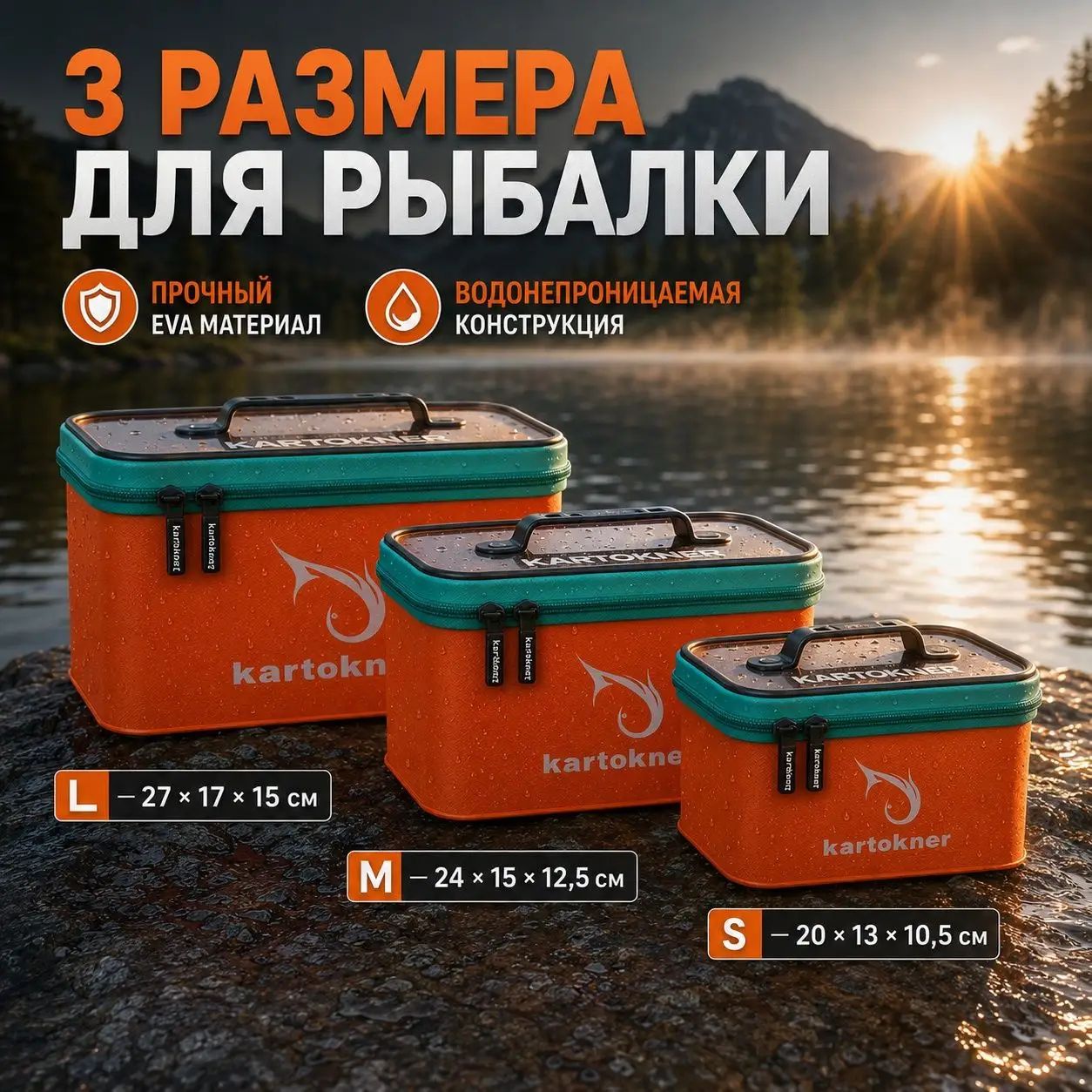 Сумка для рыбалки KARTOKNER из EVA с прозрачной крышкой и ручкой, влагостойкий органайзер для снастей, приманок, инструментов и поводков, 3 размера