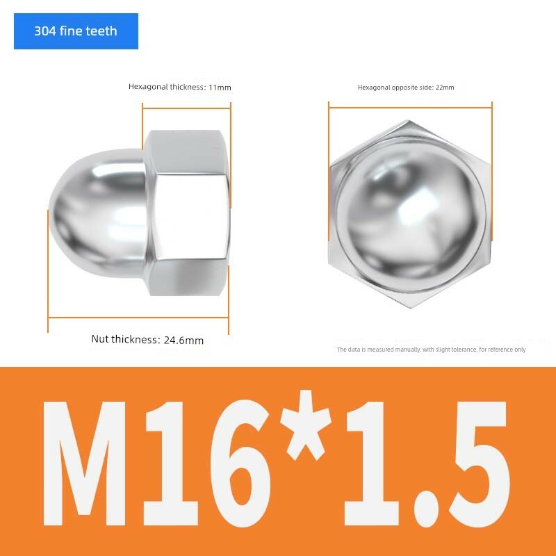 Нержавеющая сталь, гайка с тонкой резьбой M16 x 1.5, 1 шт, сорт 304 для высокого крутящего момента