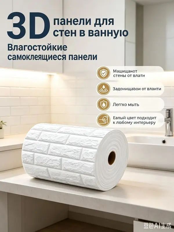 Толстые самоклеящиеся панели для маскировки дефектов стен, белый кирпич