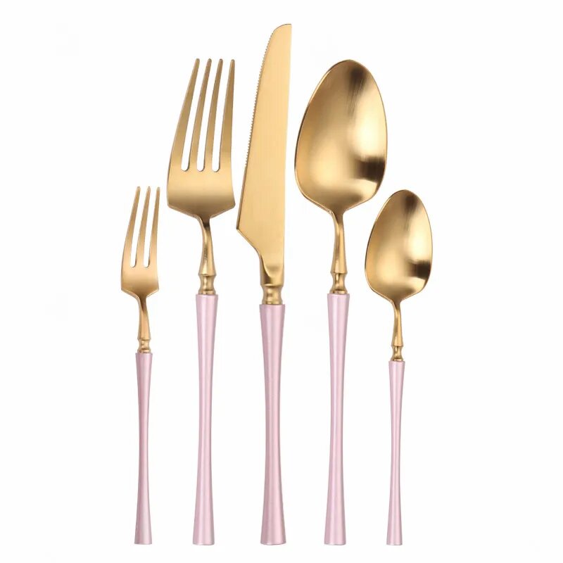 Набор столовых приборов SPKLIFEY золотые pink gold 5pcs