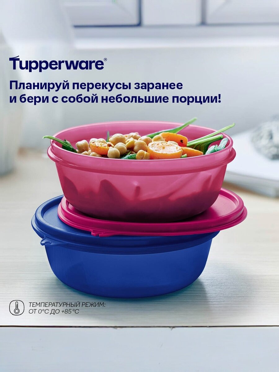 Чаша "Хит-парад " 600мл ( 2 шт ), бордовая и синяя . Tupperware