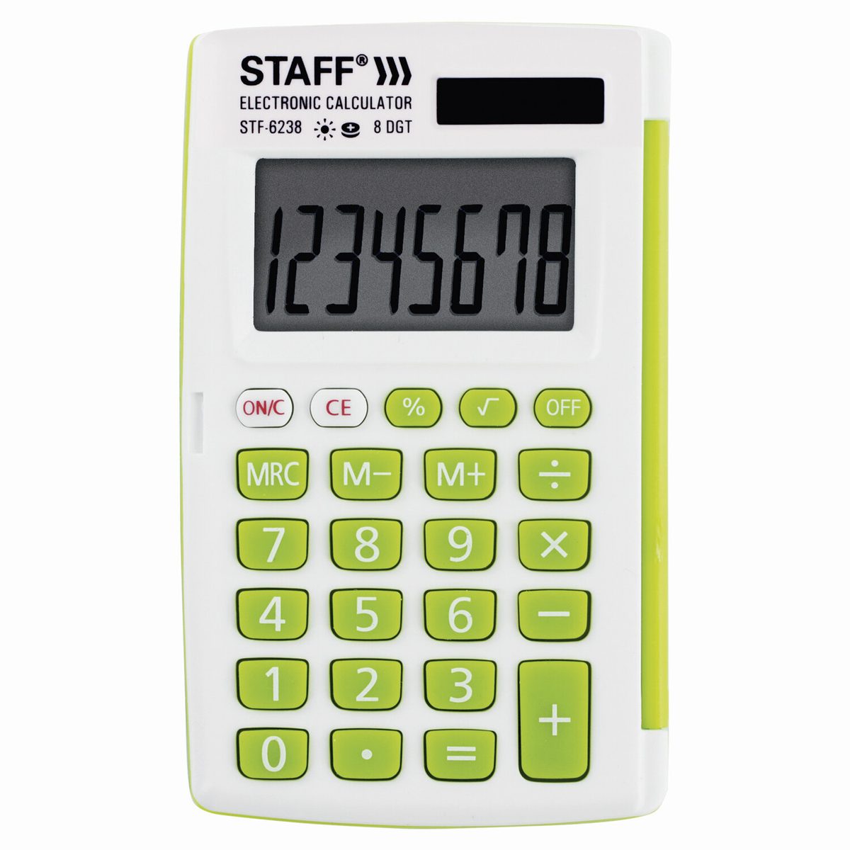 Калькулятор карманный Staff STF-6238 (8-разрядный) зеленый, двойное питание (250283), 50шт.