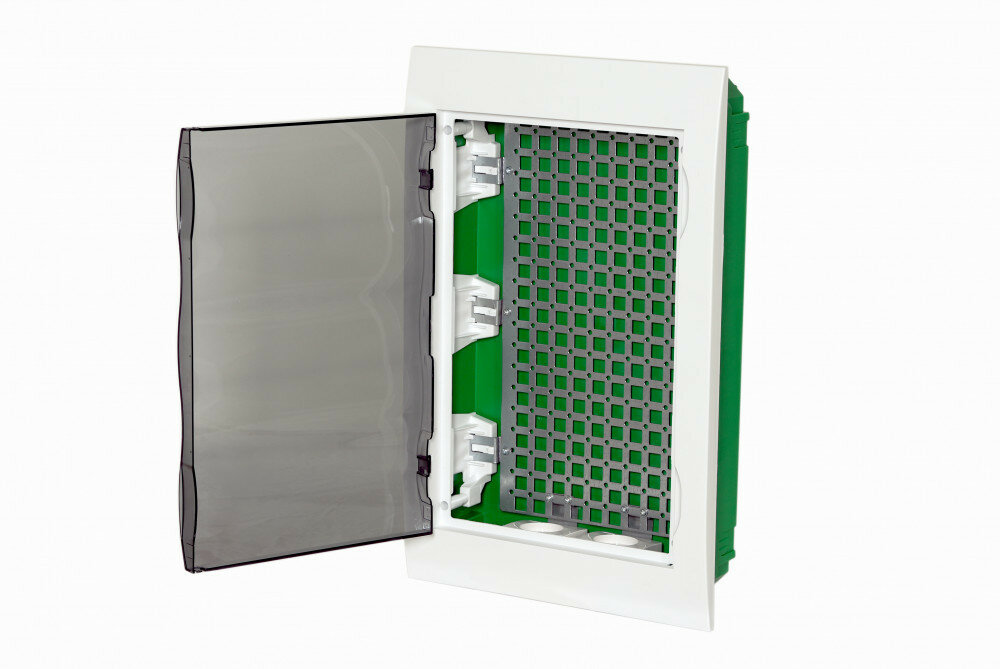 Щиток мультимедийный Systeme Electric City9 Box IT EZ9E312S2FIT встраиваемый, прозрачная дверь, 3 ряда/36 модулей, 2 розетки, IP40